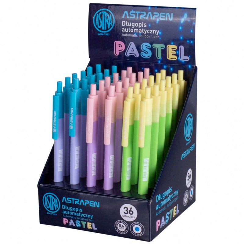 Długopisy automatyczne ASTRA PASTEL 0,6mm niebieski tusz 3 SZTUKI!