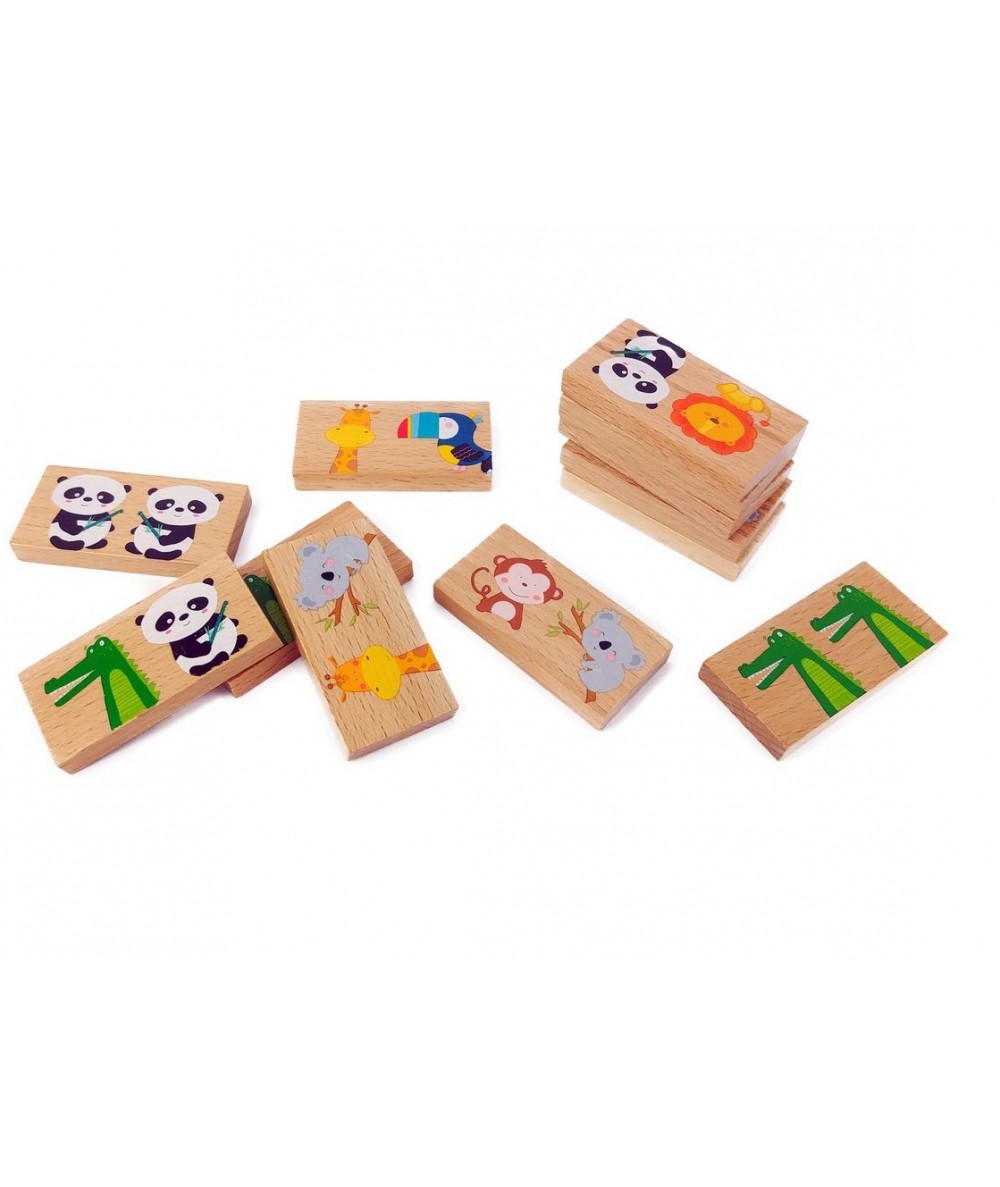 Gra DOMINO drewniane w tubie EDUKACYJNA Beniamin ZWIERZAKI WILD