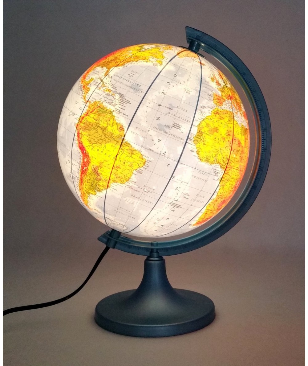 Globus 25cm PODŚWIETLANY LED polityczno-fizyczny 2w1 GŁOWALA polski
