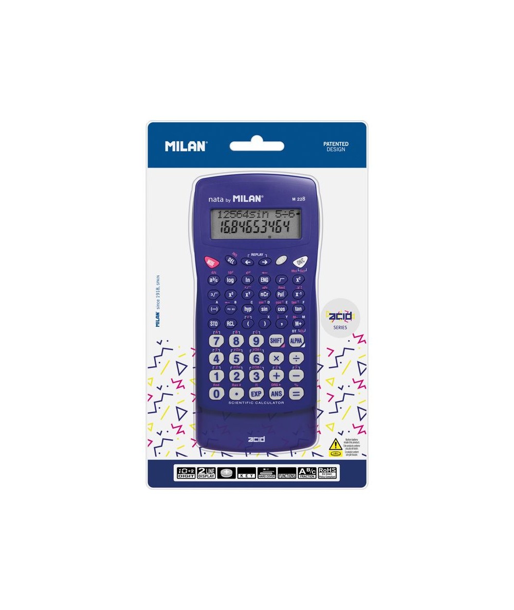 Kalkulator naukowy Milan granatiwy 228 funkcji biurowy 12 miejsc