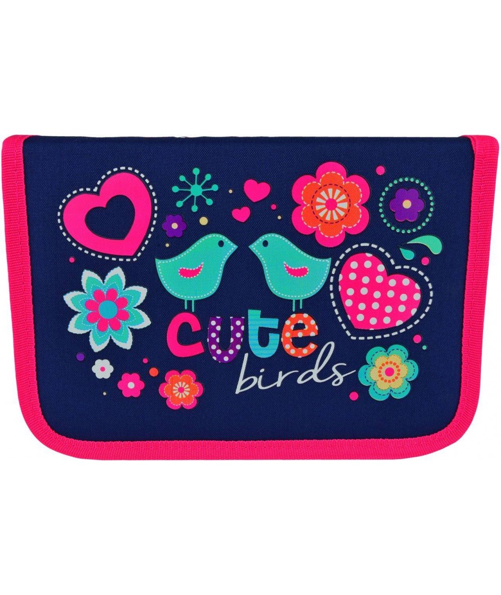 Granatowy piónik w kwiaty i ptaki do szkoły dla dziewczynki Bambino Cute