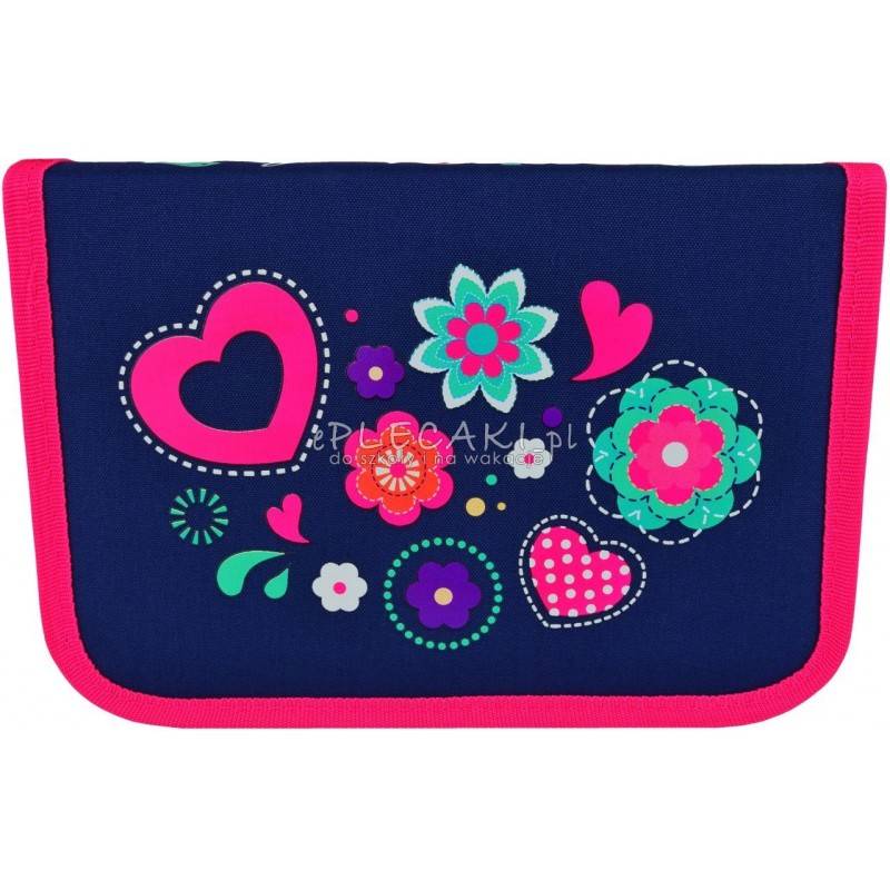 Granatowy piónik w kwiaty i ptaki do szkoły dla dziewczynki Bambino Cute