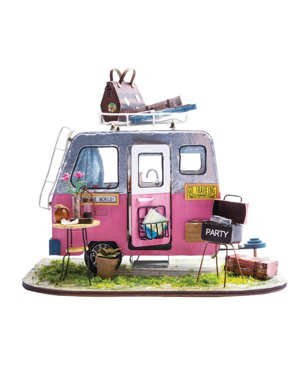 Model kampera Colorino kreatywny z drewnianych elementów ze światłem led